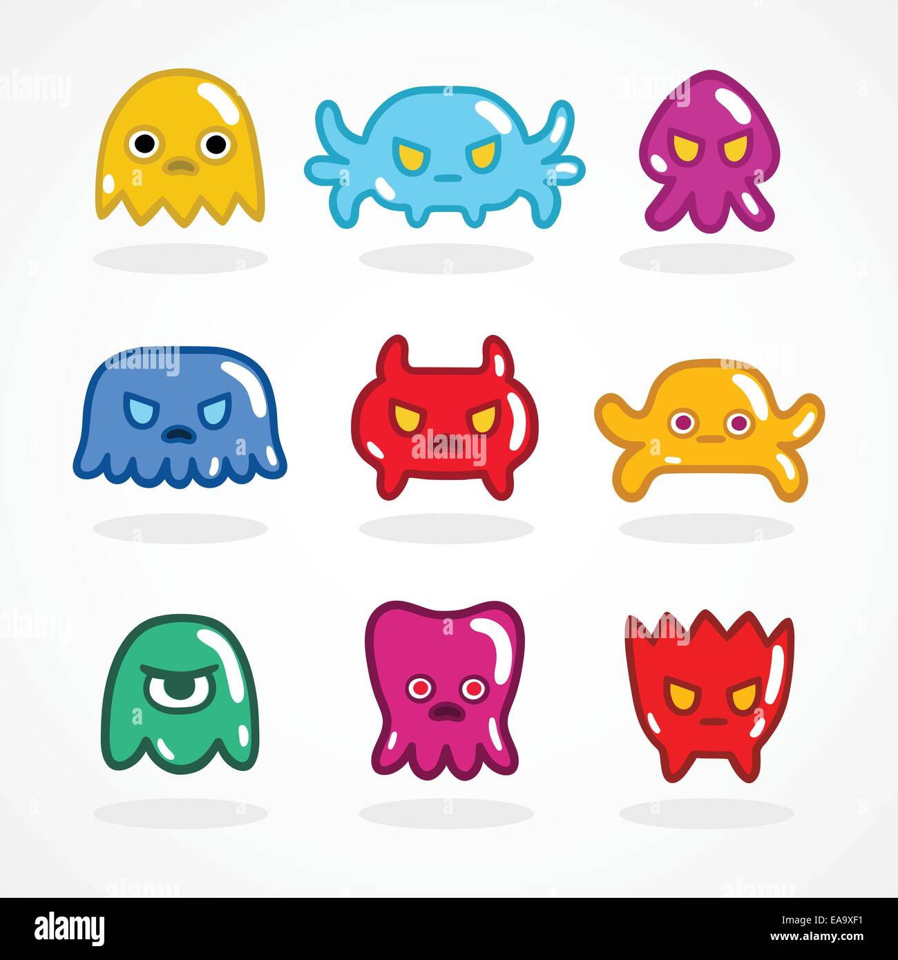 Retro video game monsters set vector illustration Stock Vector Image ...