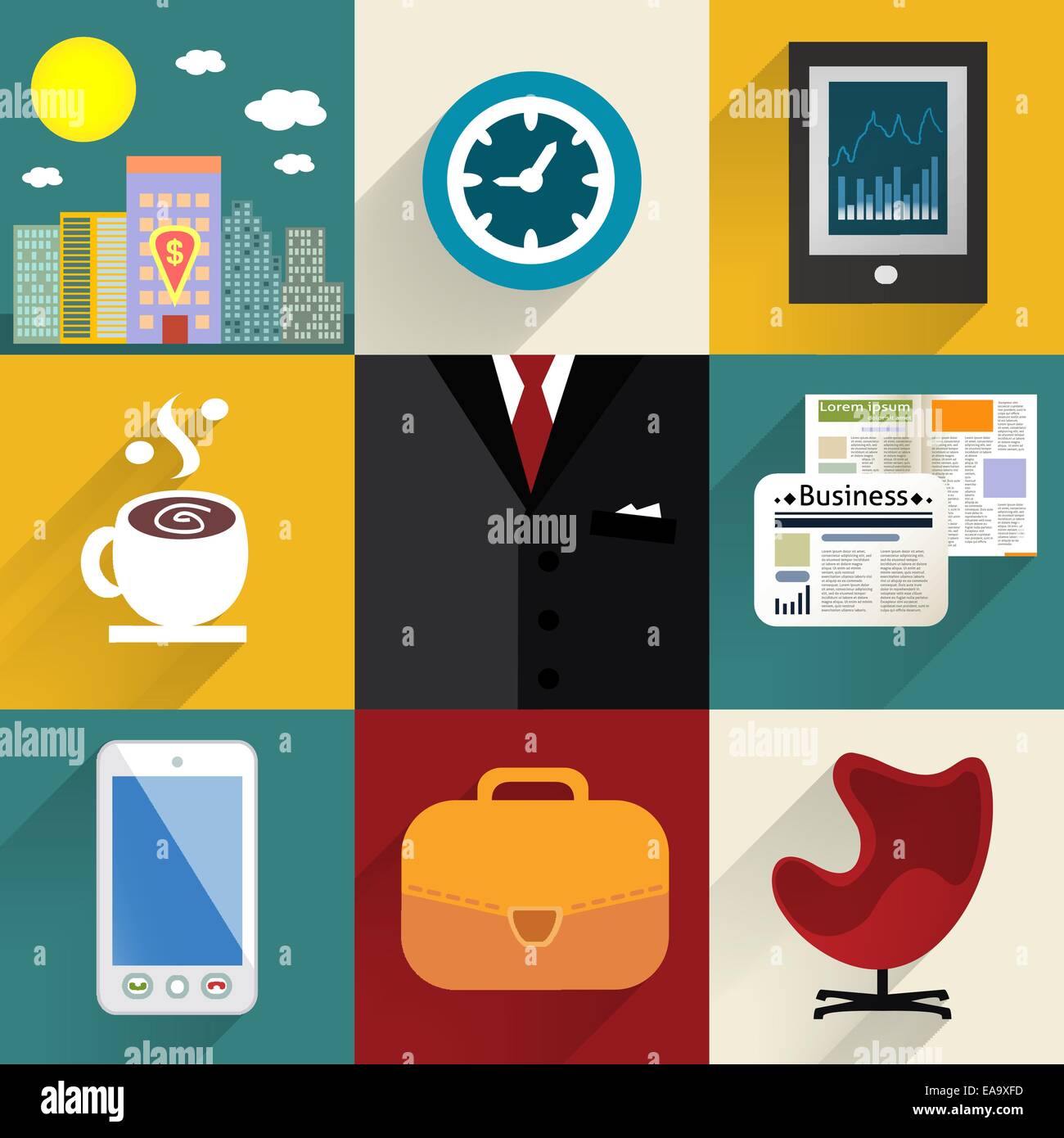 Business set of generic icons with shadows vector illustration Stock ...