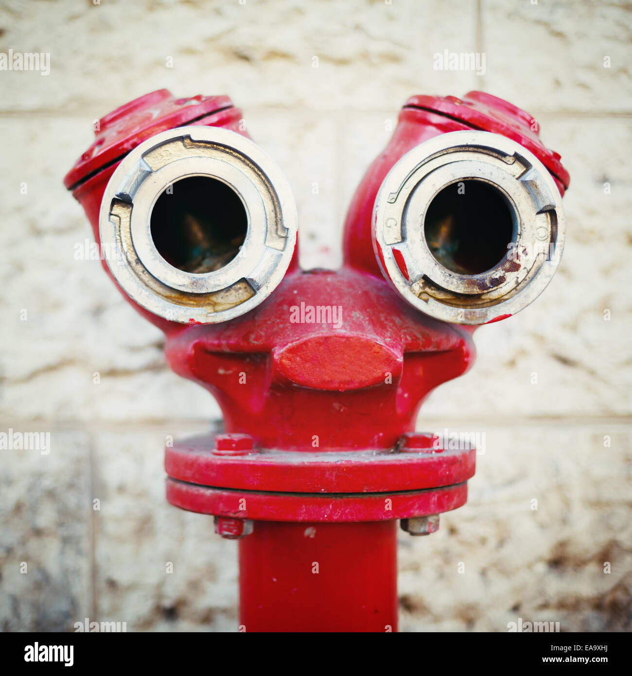 Red old fire hydrant on a street, looking like a smiley face. Instagram ...