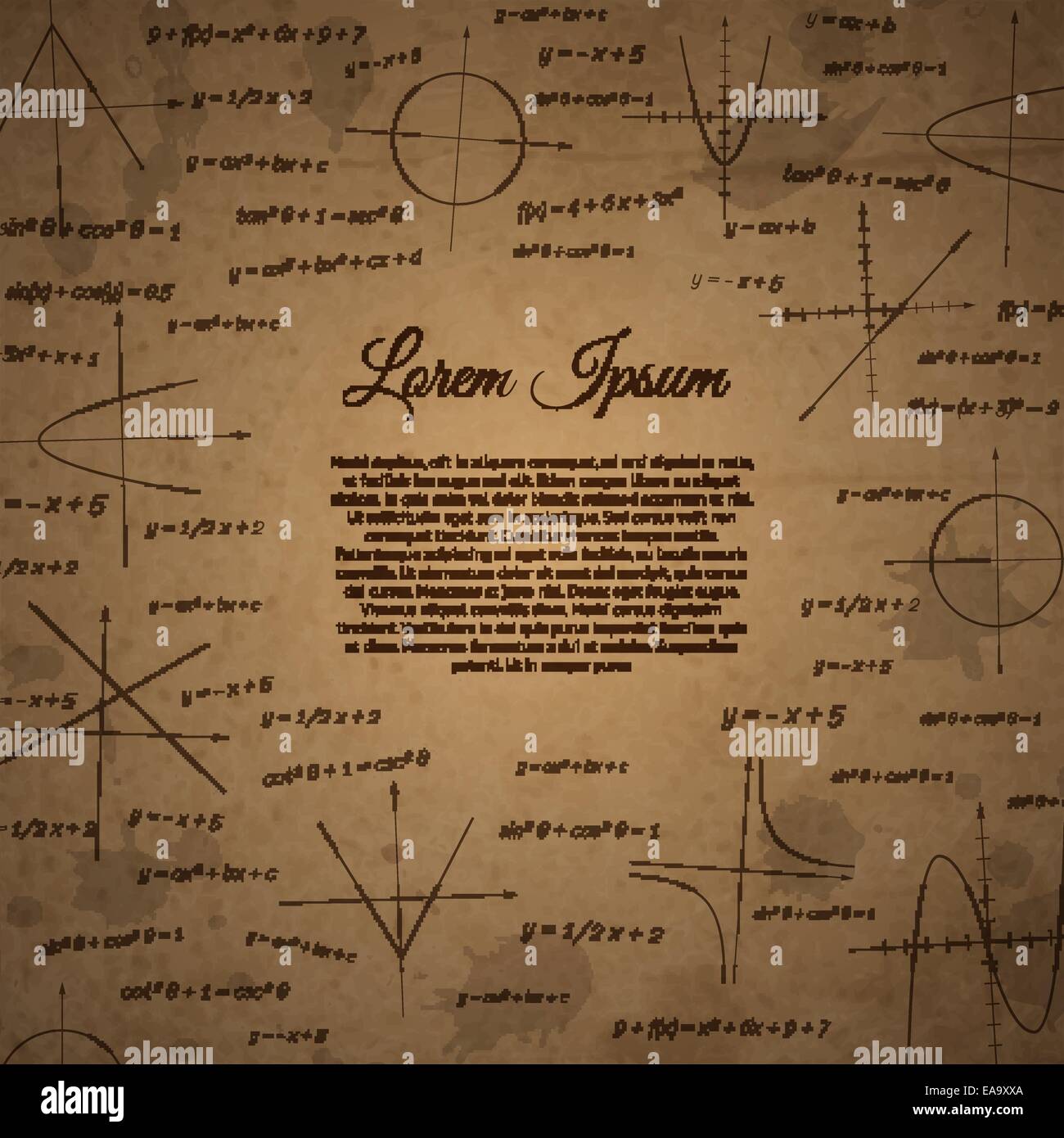 Vintage science plot with formulas vector illustration background Stock ...