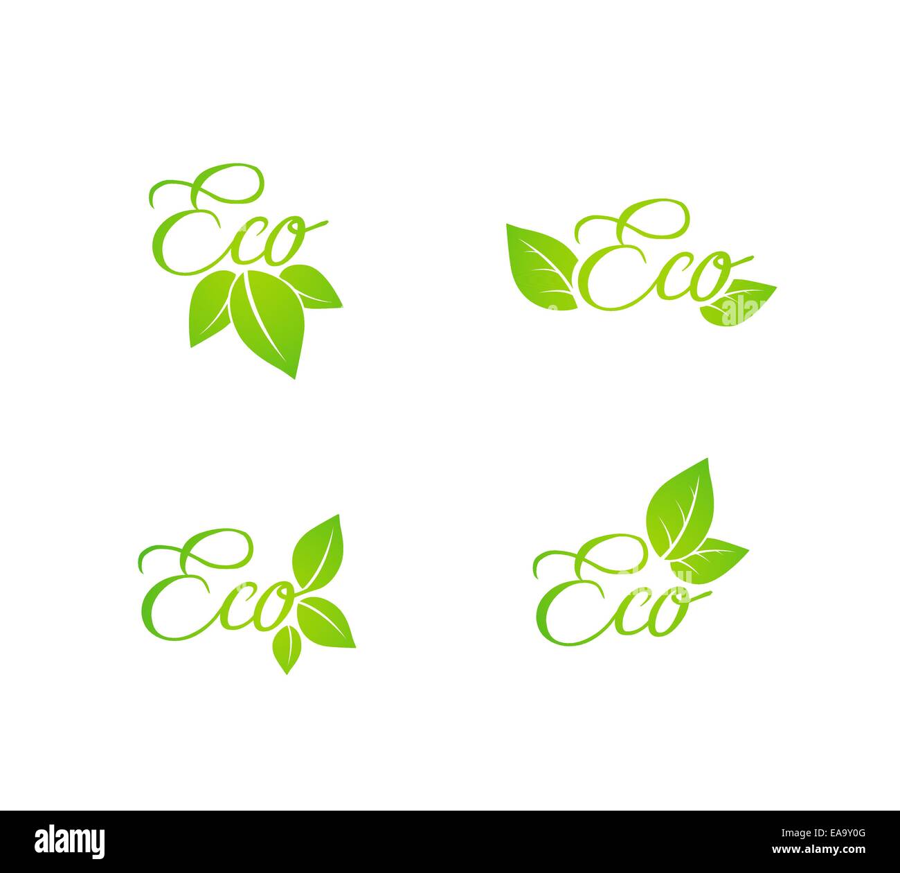 Set of grean leaf eco concept icons isolated vector illustration Stock ...