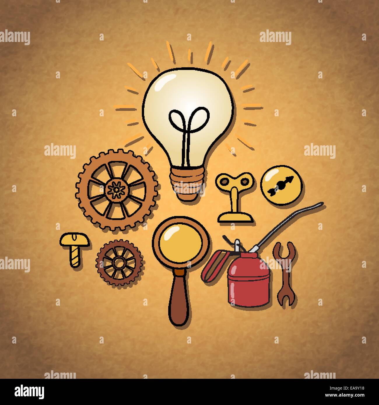 Set of retro machine parts steampunk style vector illustration Stock ...