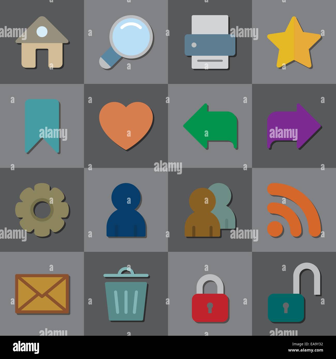 Collection of internet icons, color flat design isolated vector ...