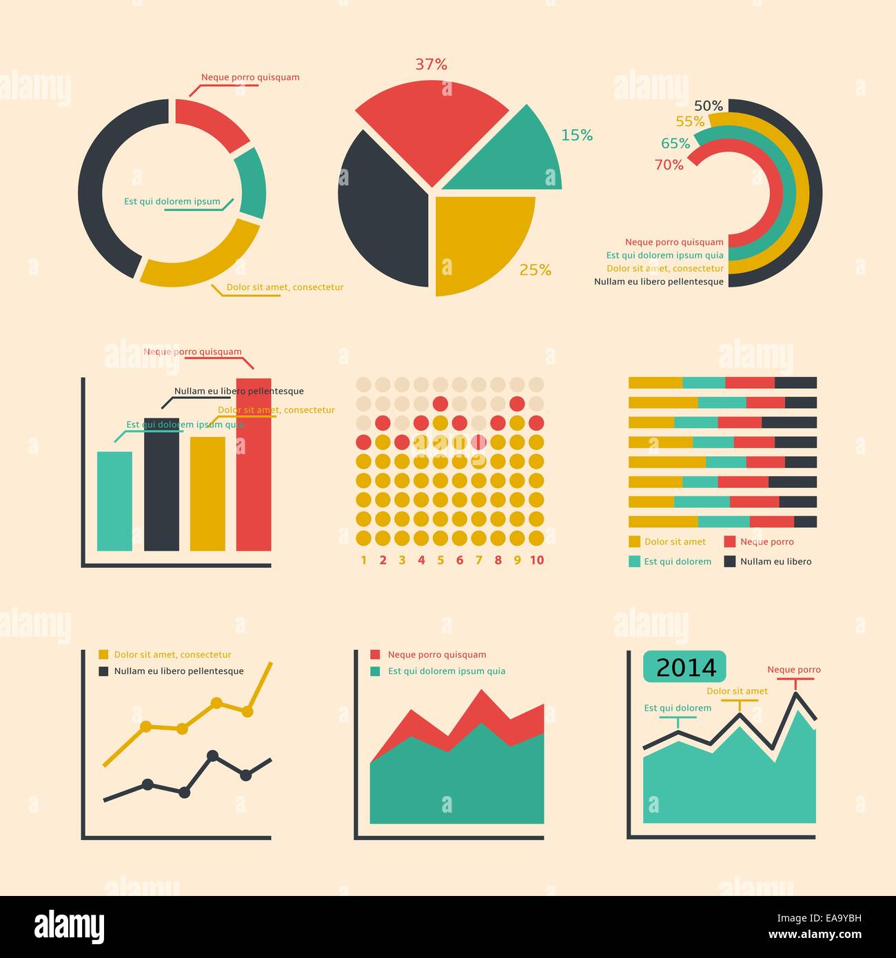 Business ratings graphs and charts infographic elements isolated vector ...