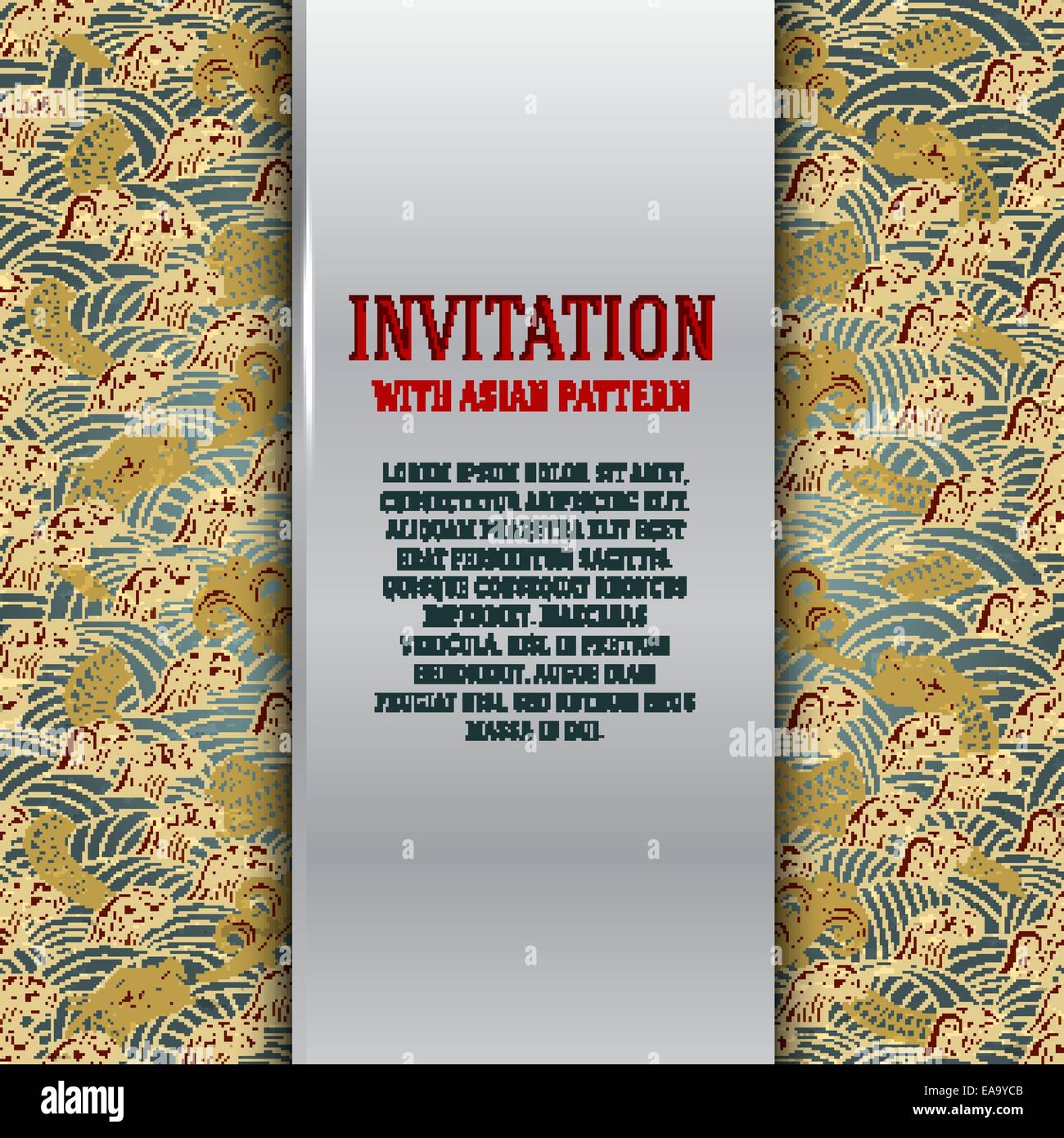 Asian invitation card with dragons and waves vector illustration Stock ...