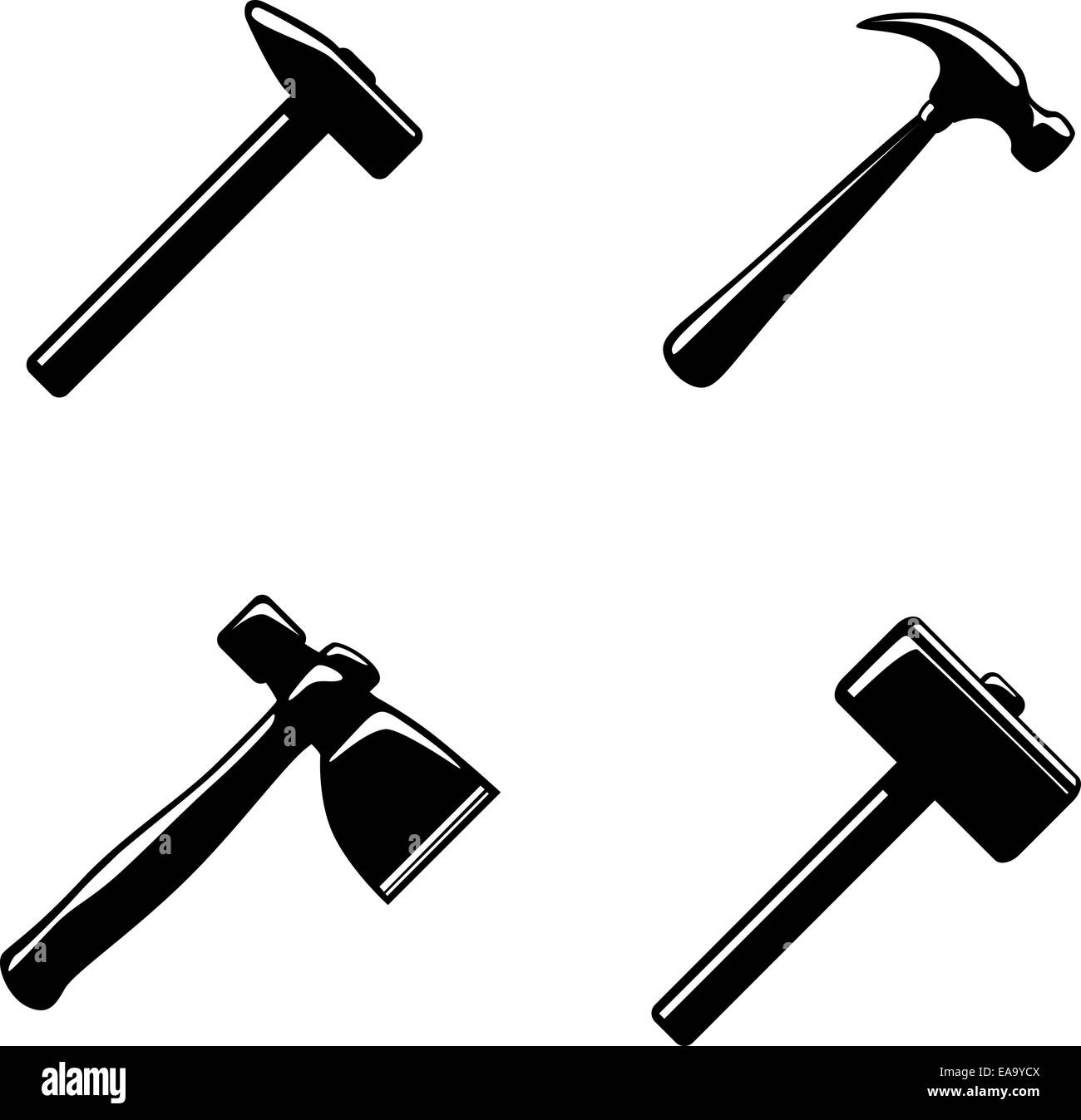 Hammer black icons set isolated vector illustration Stock Vector Image ...