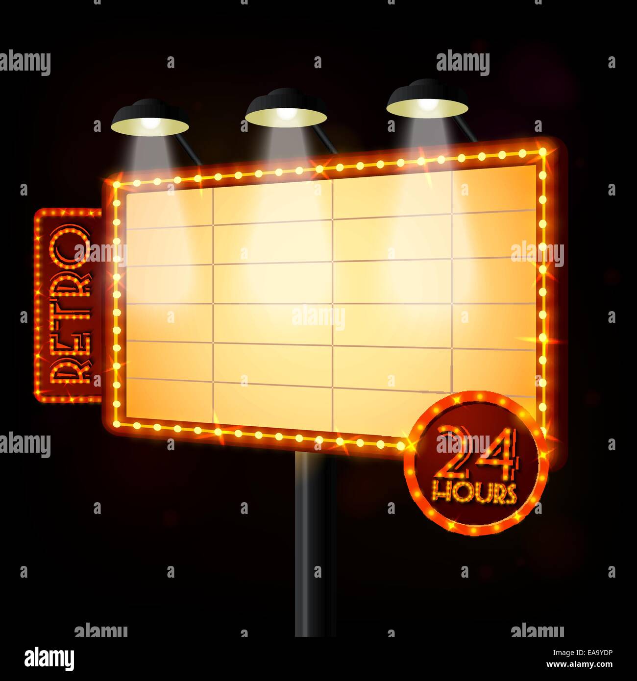 Blank illuminated billboard poster on black background vector ...