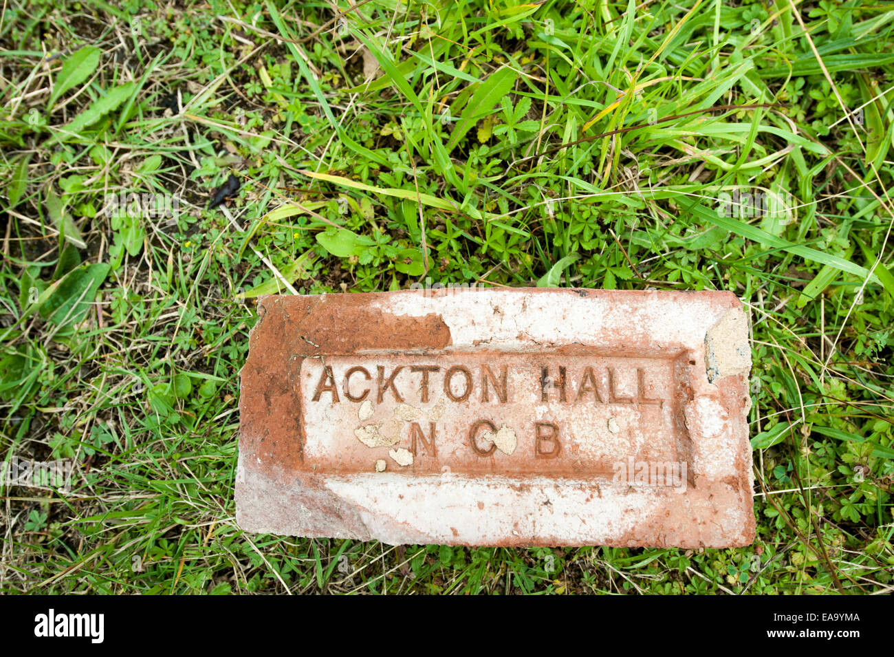 Vintage NCB-stamped bricks from former UK collieries, showing weathered ...