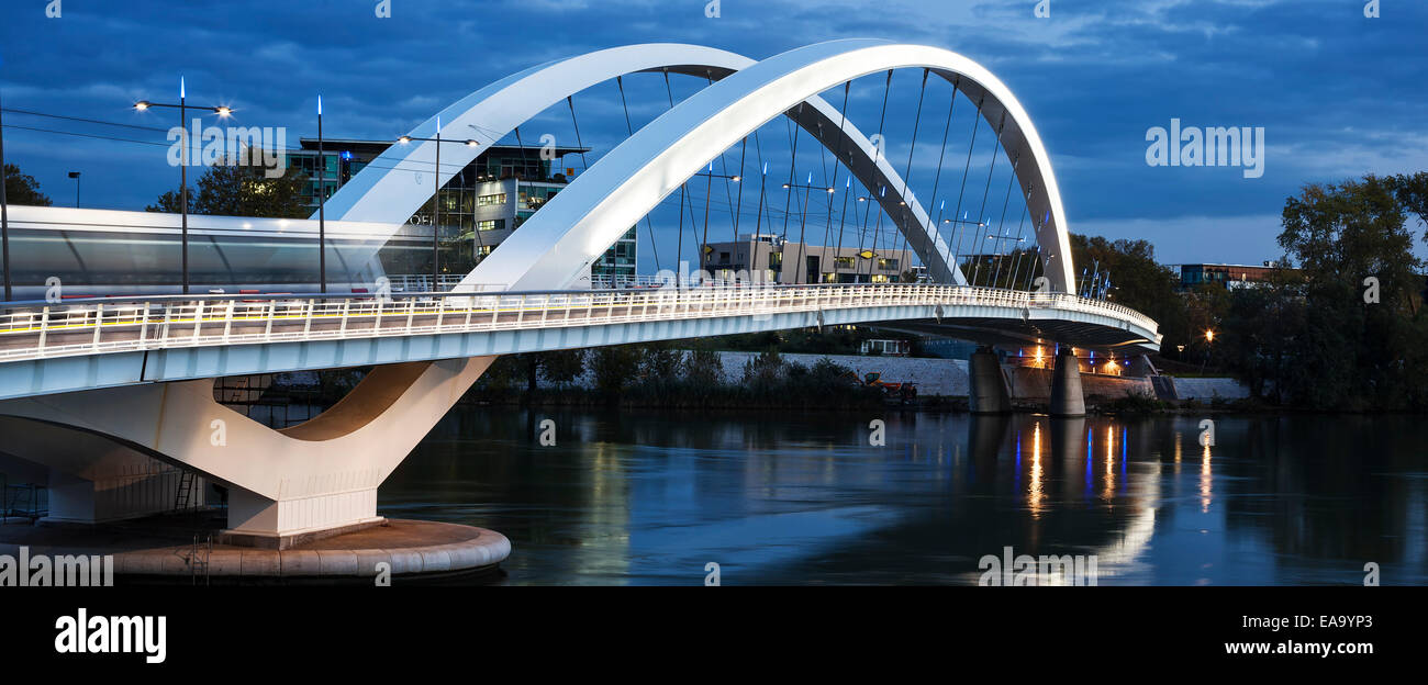 Tramway on the bridge at sunset, Lyon, France Stock Photo - Alamy