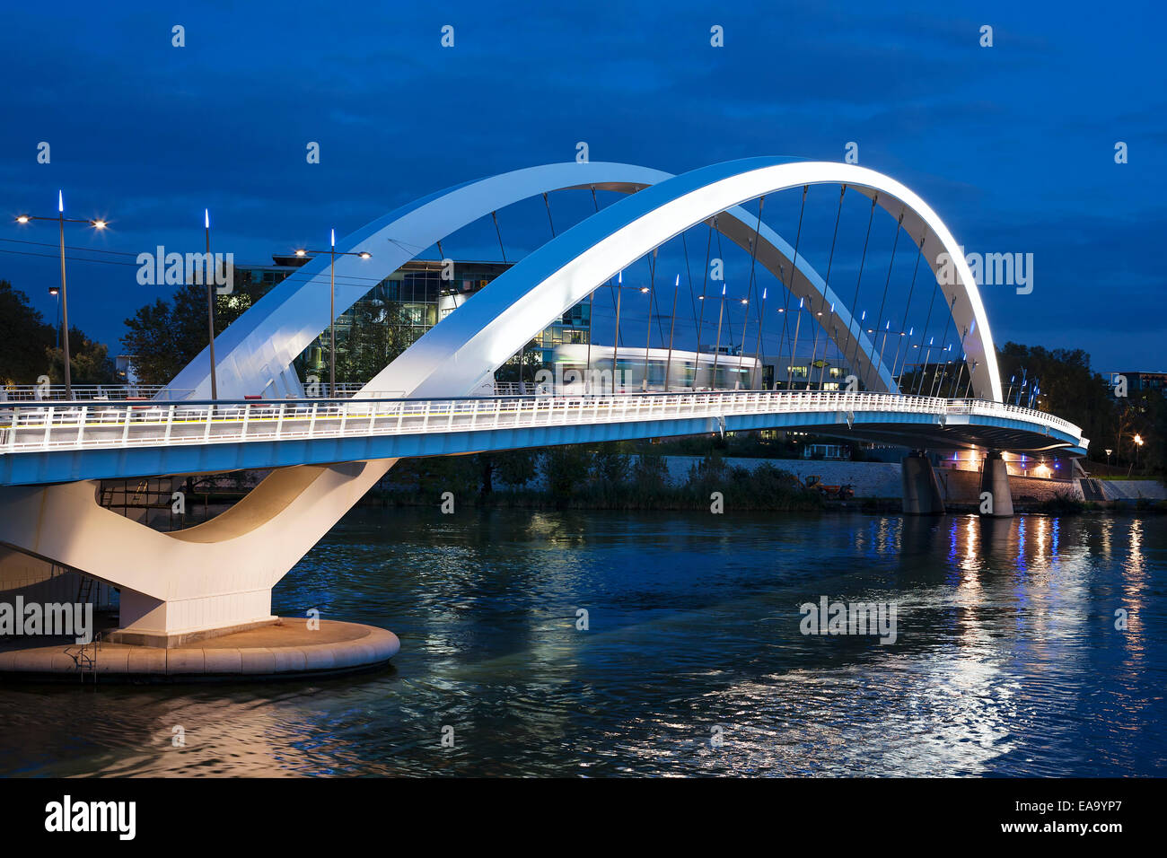 Tramway on the bridge at sunset, Lyon, France Stock Photo - Alamy