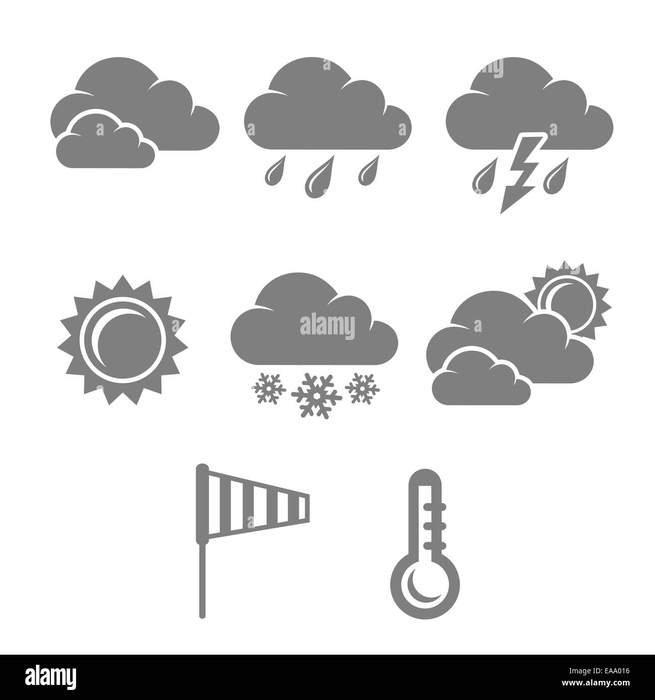 Weather symbols set, contrast flat isolated vector illustration Stock ...