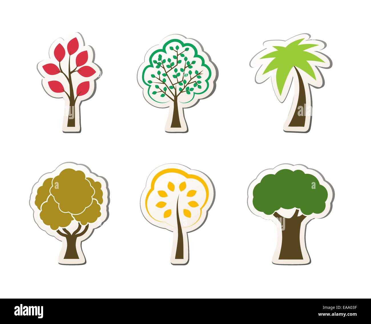 Tree symbols for green web design oak palm maple isolated vector ...
