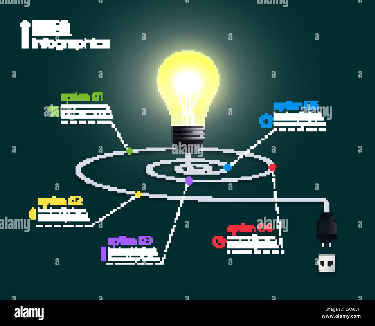 Creative light bulb with options and infographic elements vector ...