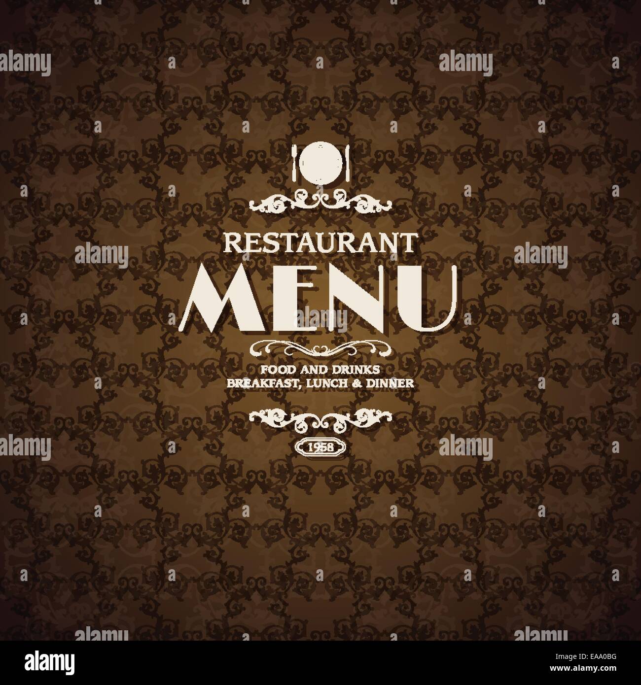 Restaurant cafe menu cover template with cooking elements vector ...