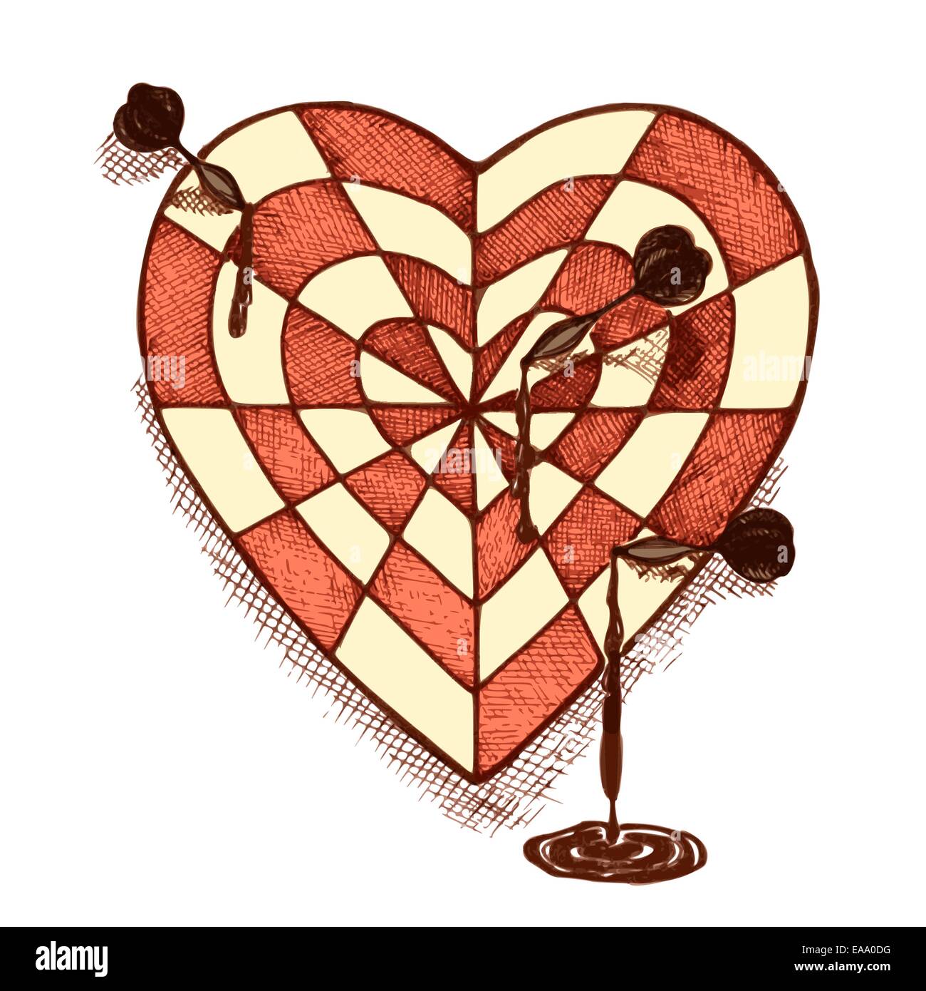Target shaped heart with arrows emblem vector illustration Stock Vector ...