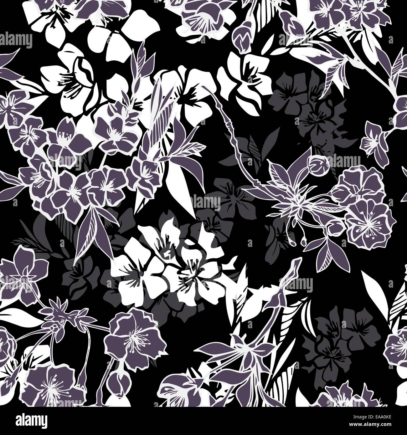 Decorative seamless pattern with blossoming cherry or sakura elements ...