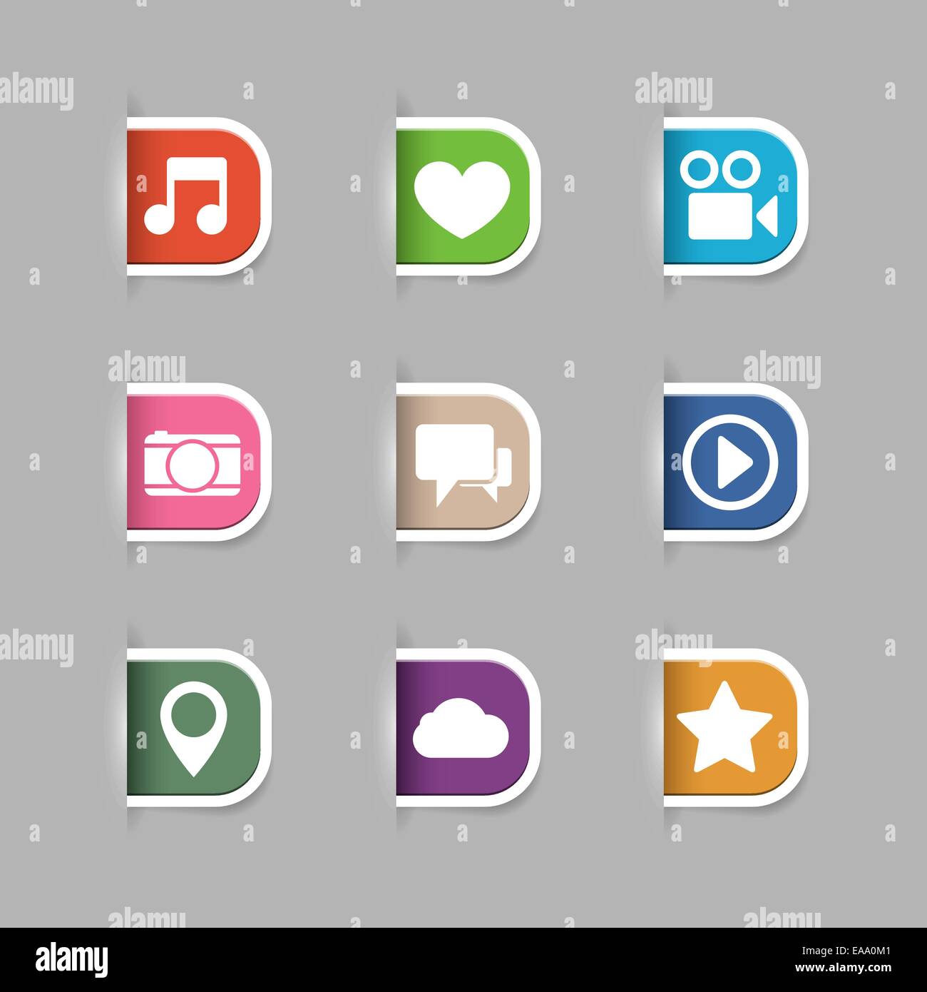 Collection of social media pictograms for music video photos and chat ...