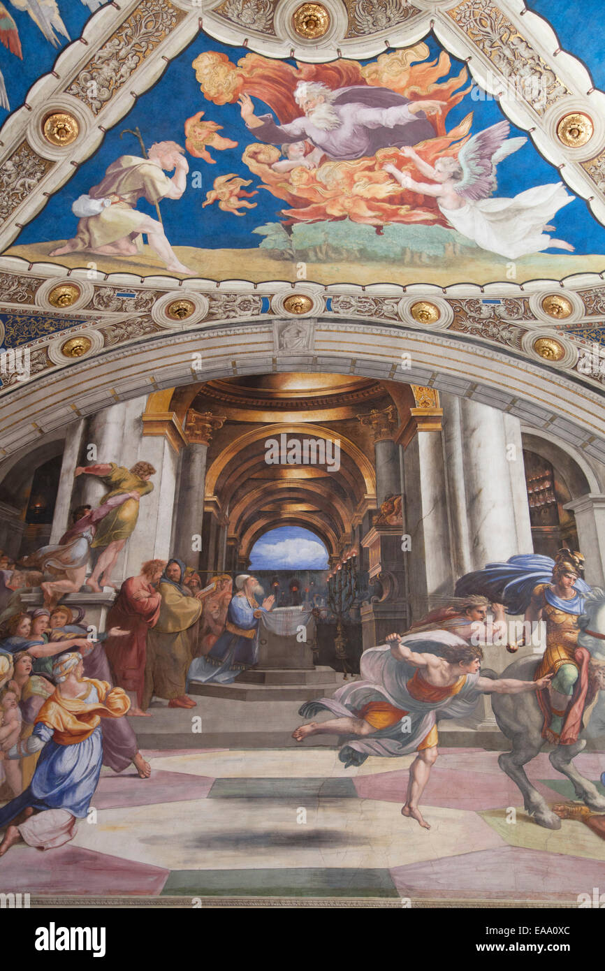 Fresco of The Expulsion of Heliodorus in Room of Heliodorus inside ...