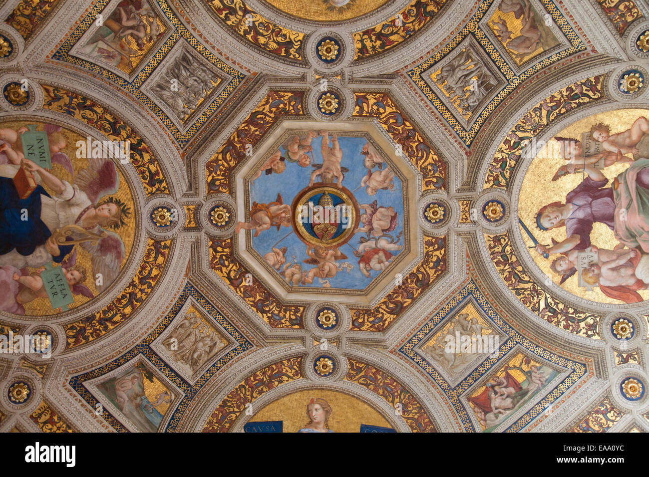 Ceiling of Room of the Fire in the Borgo inside Vatican Museum (UNESCO World Heritage Site ...