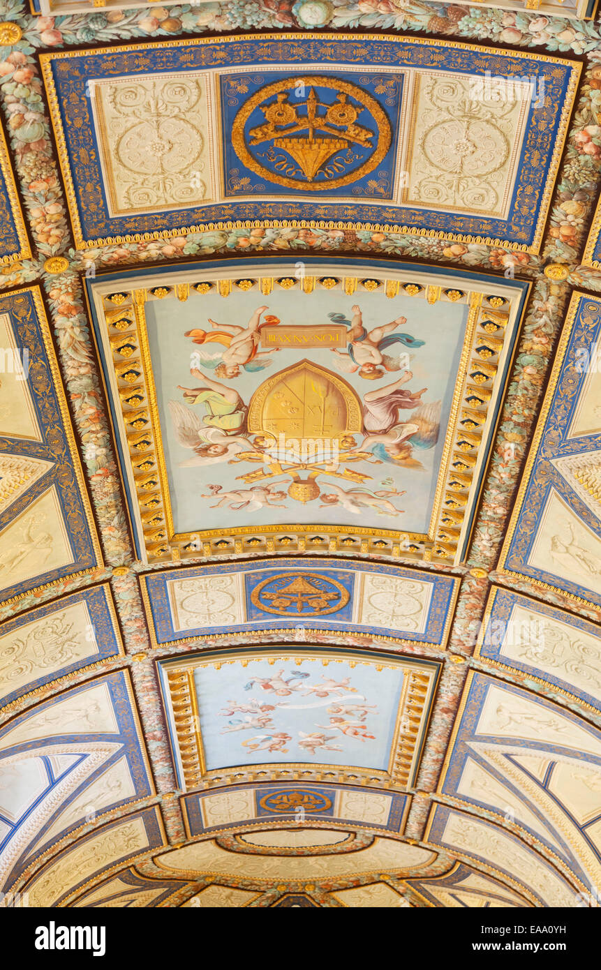Ceiling of Hall of Addresses inside Vatican Museum (UNESCO World Heritage Site), Vatican City ...