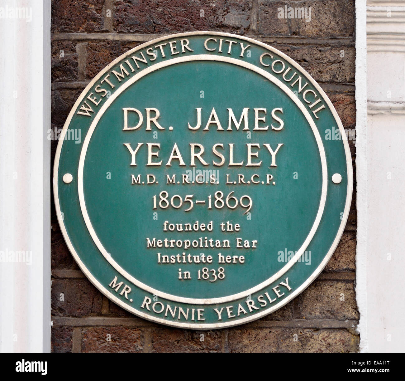 London, England, UK. Commemorative plaque: Westminster City Council. Dr ...