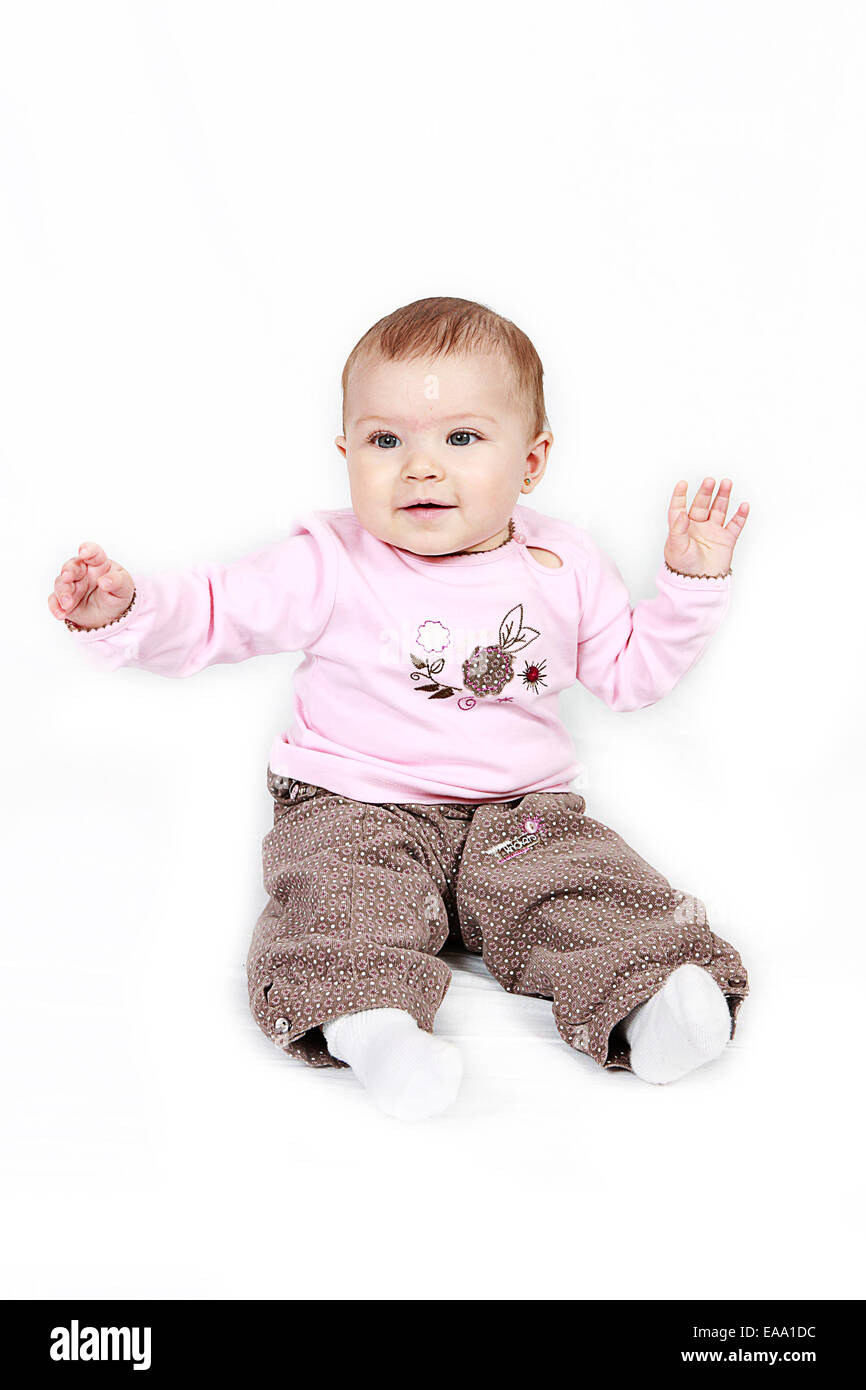 Little Baby Girl isolated on white background Stock Photo - Alamy