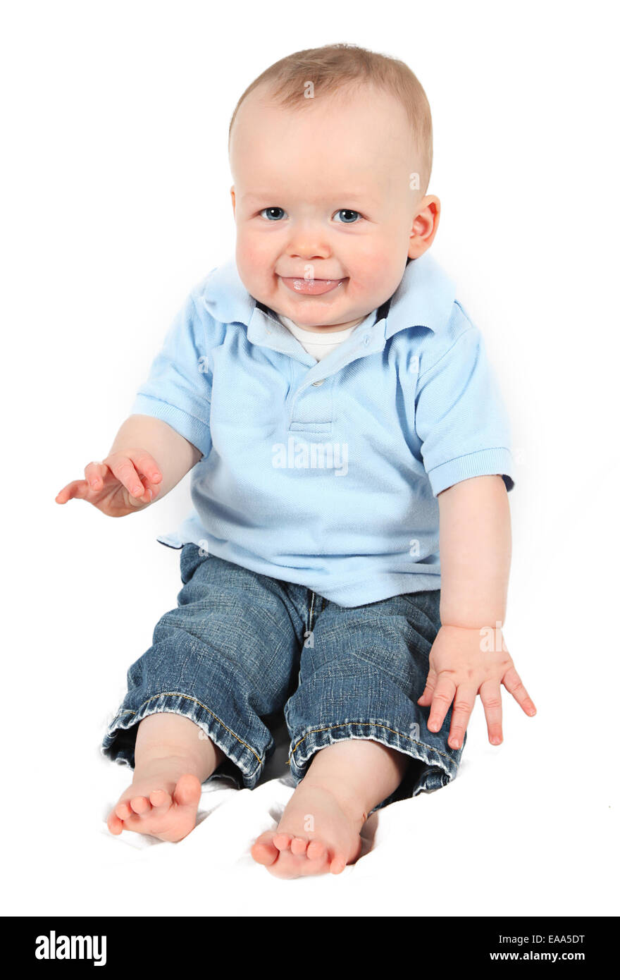 Cute little baby boy posing for camera Stock Photo - Alamy