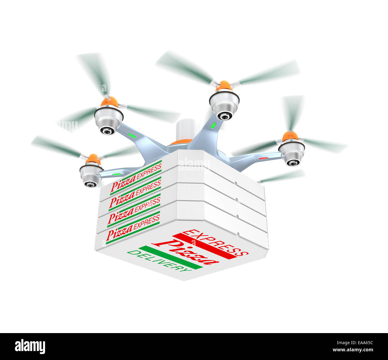 Drone carrying pizza for fast food delivery concept Stock Photo - Alamy
