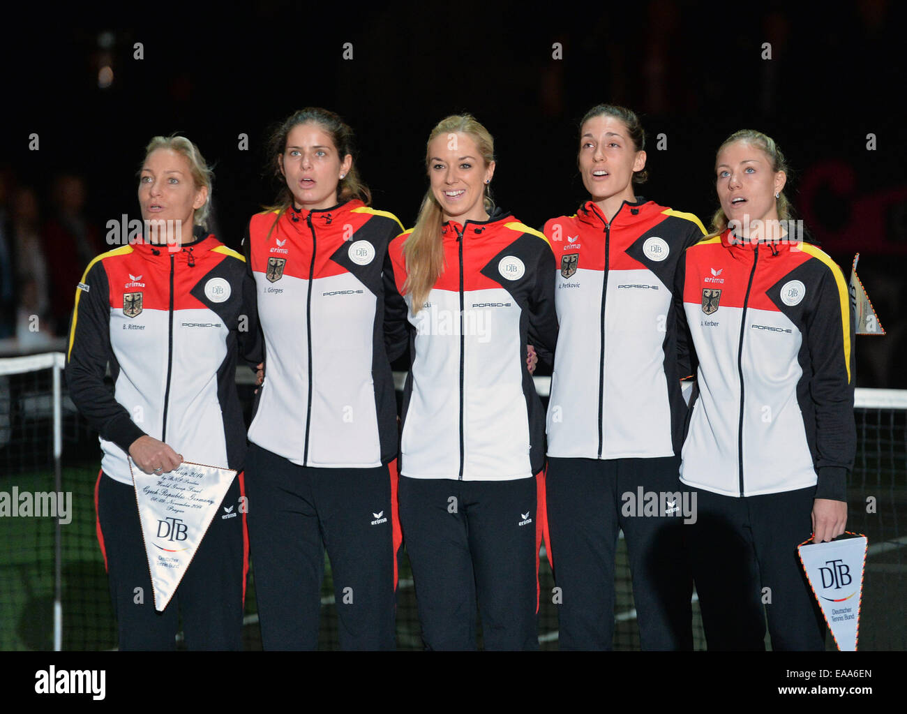 The German team pose prior to the final match against Czech Republic ...