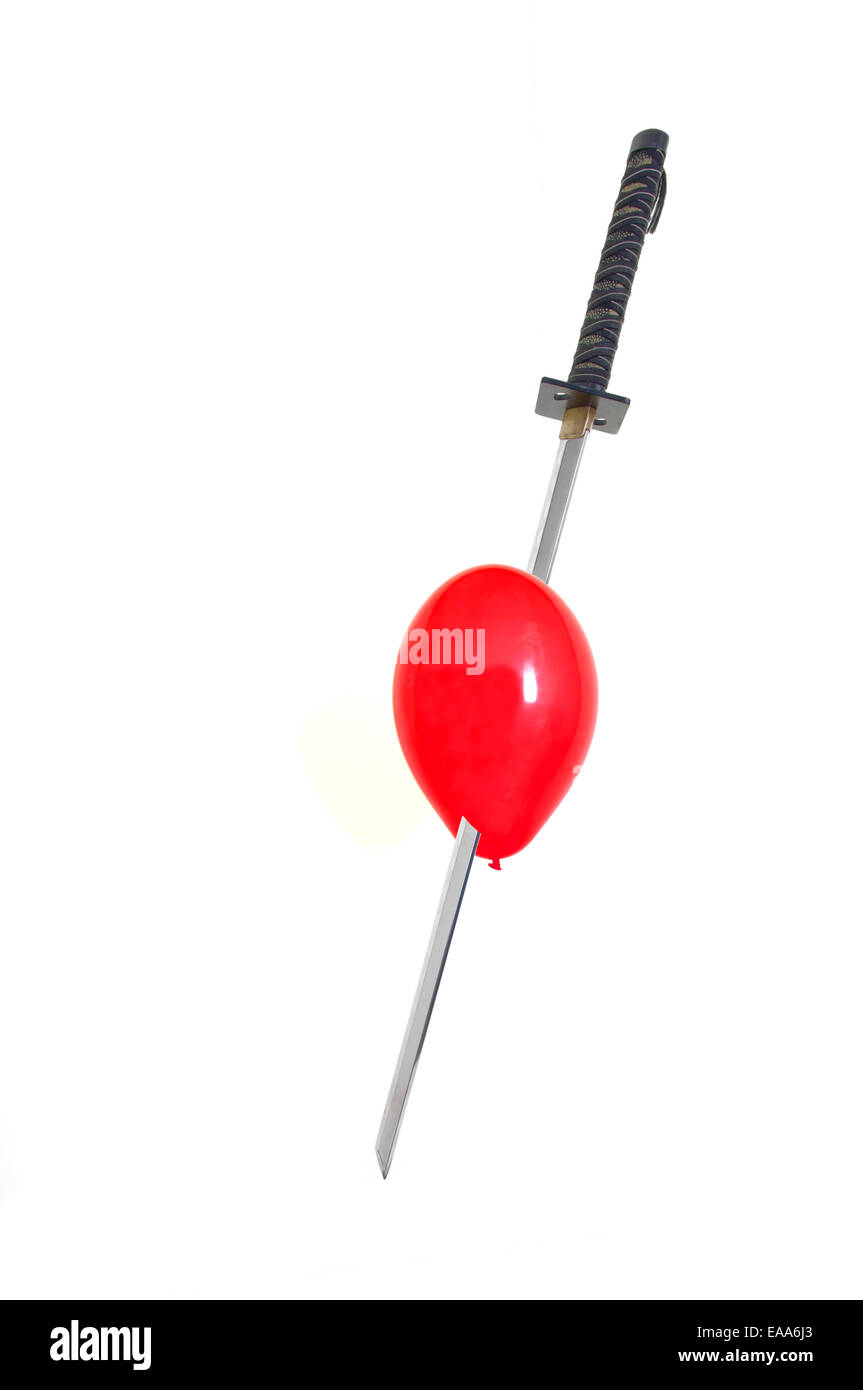 Sword Through Balloon Stock Photo - Alamy