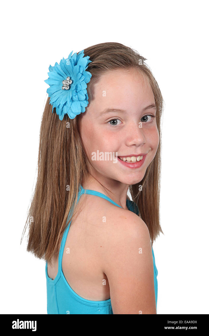 Beautiful Young Girl in studio posing on white background Stock Photo ...