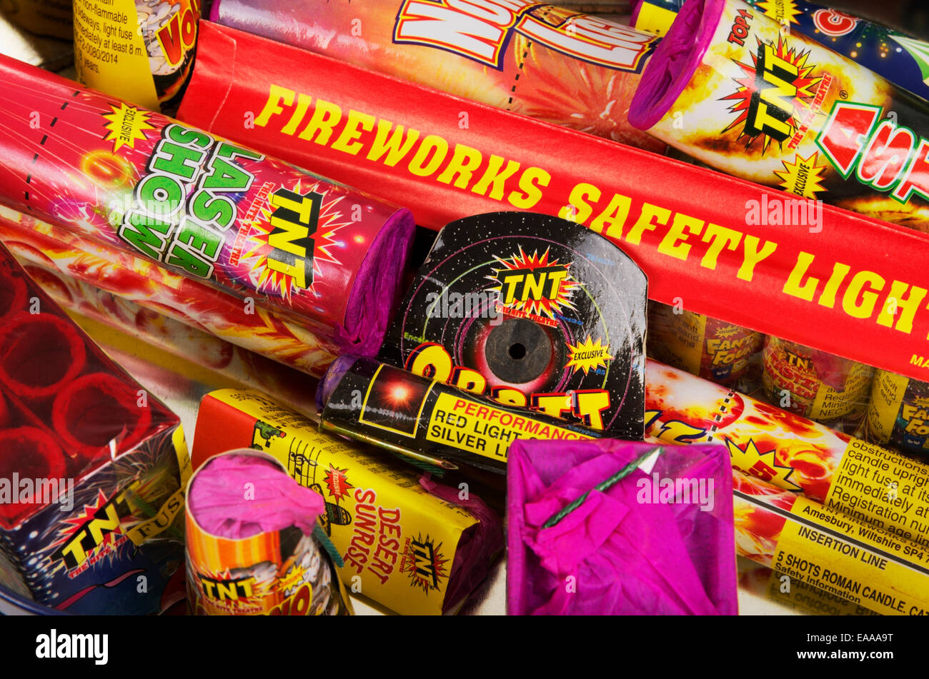A Selection Of Fireworks Stock Photo - Alamy