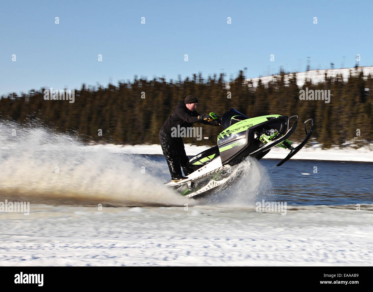 Snowmobile in winter Stock Photo - Alamy