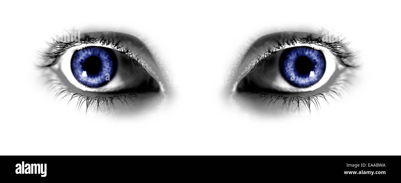 Two Abstract Blue Eye which is Computer generated, has grain and all ...