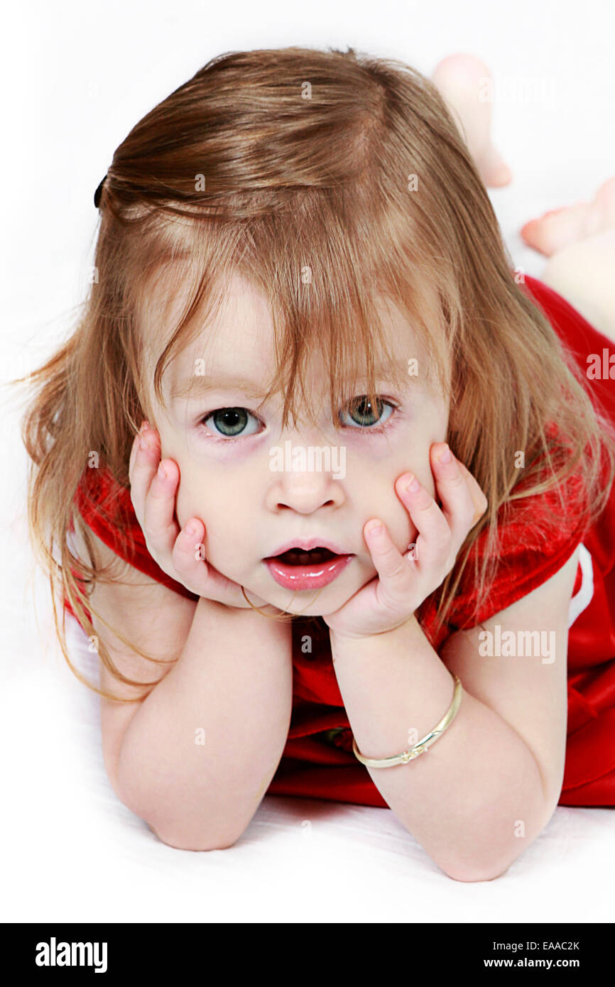 Little Baby Girl in pink dress Stock Photo - Alamy