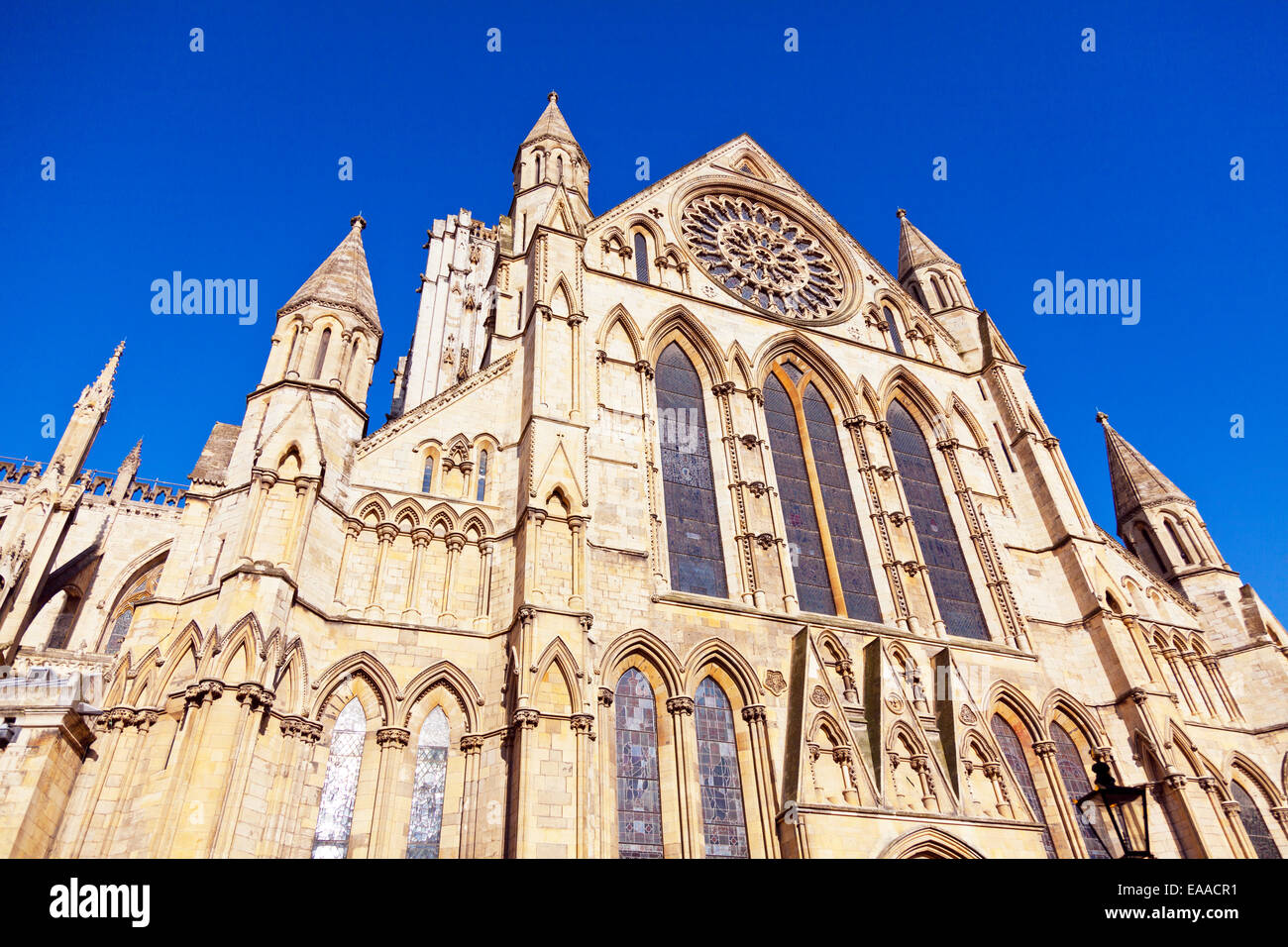 York Minster Cathedral facade exterior building stonework windows ...