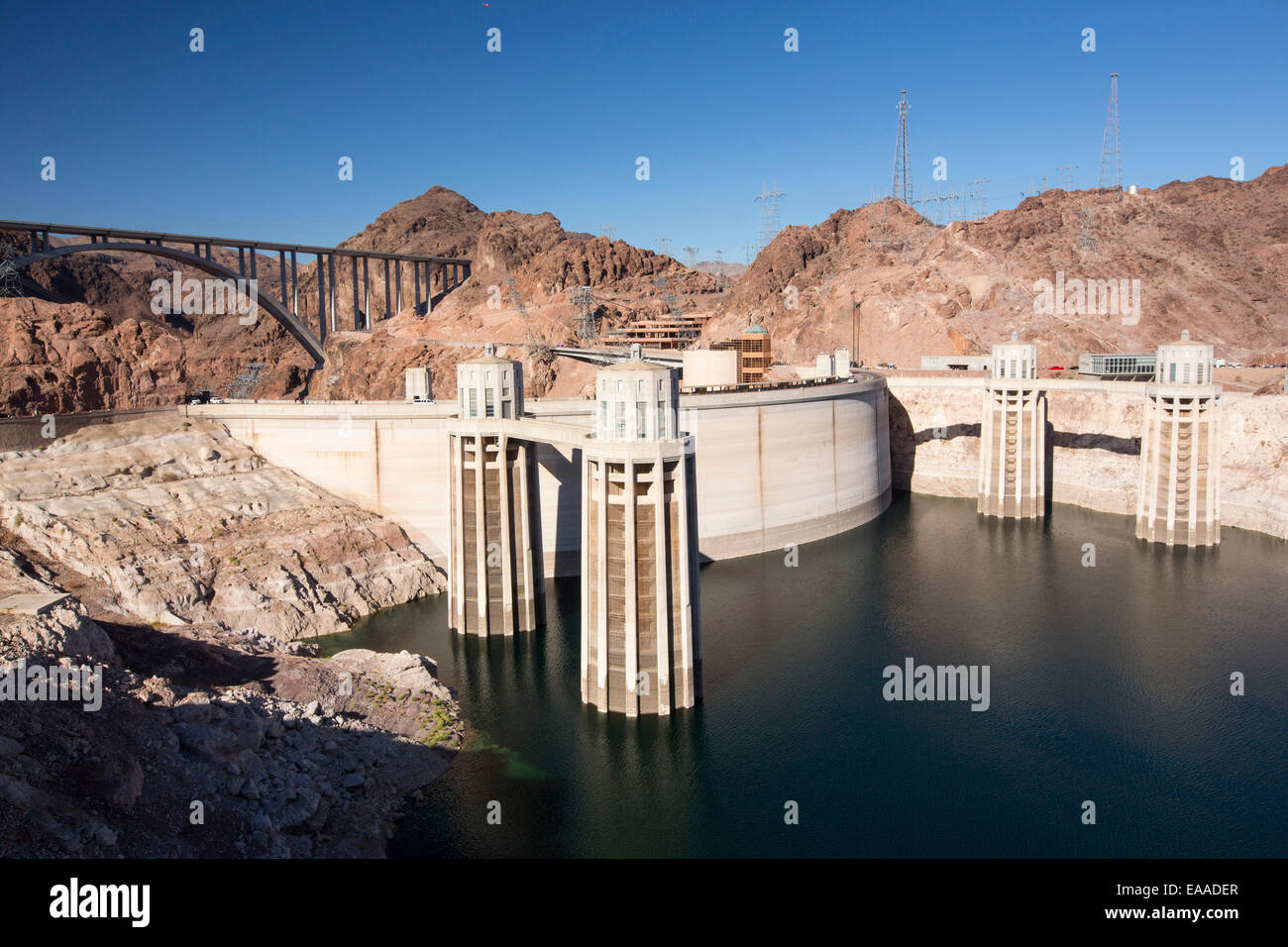 Intake towers for the Hoover Dam hydro electric power station, Lake ...