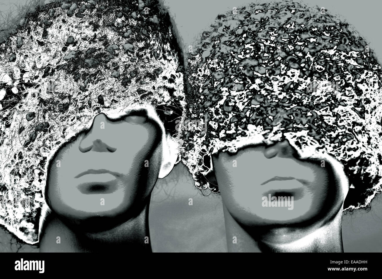 Illustration of two abstract monochrome faces Stock Photo - Alamy