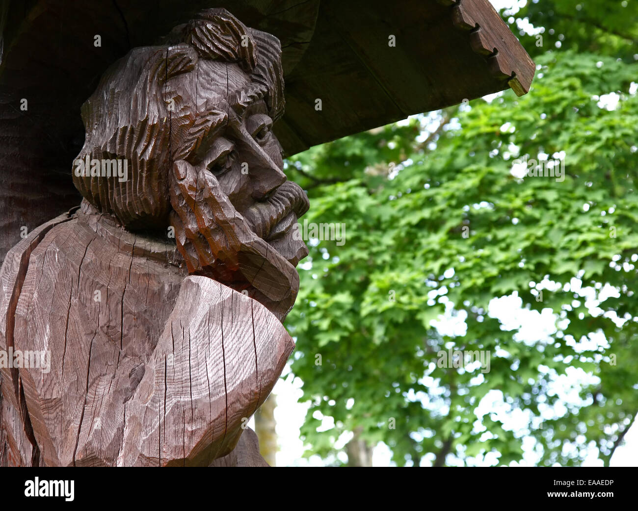 Traditional Lithuanian wooden sculpture of pensive Christ Stock Photo ...