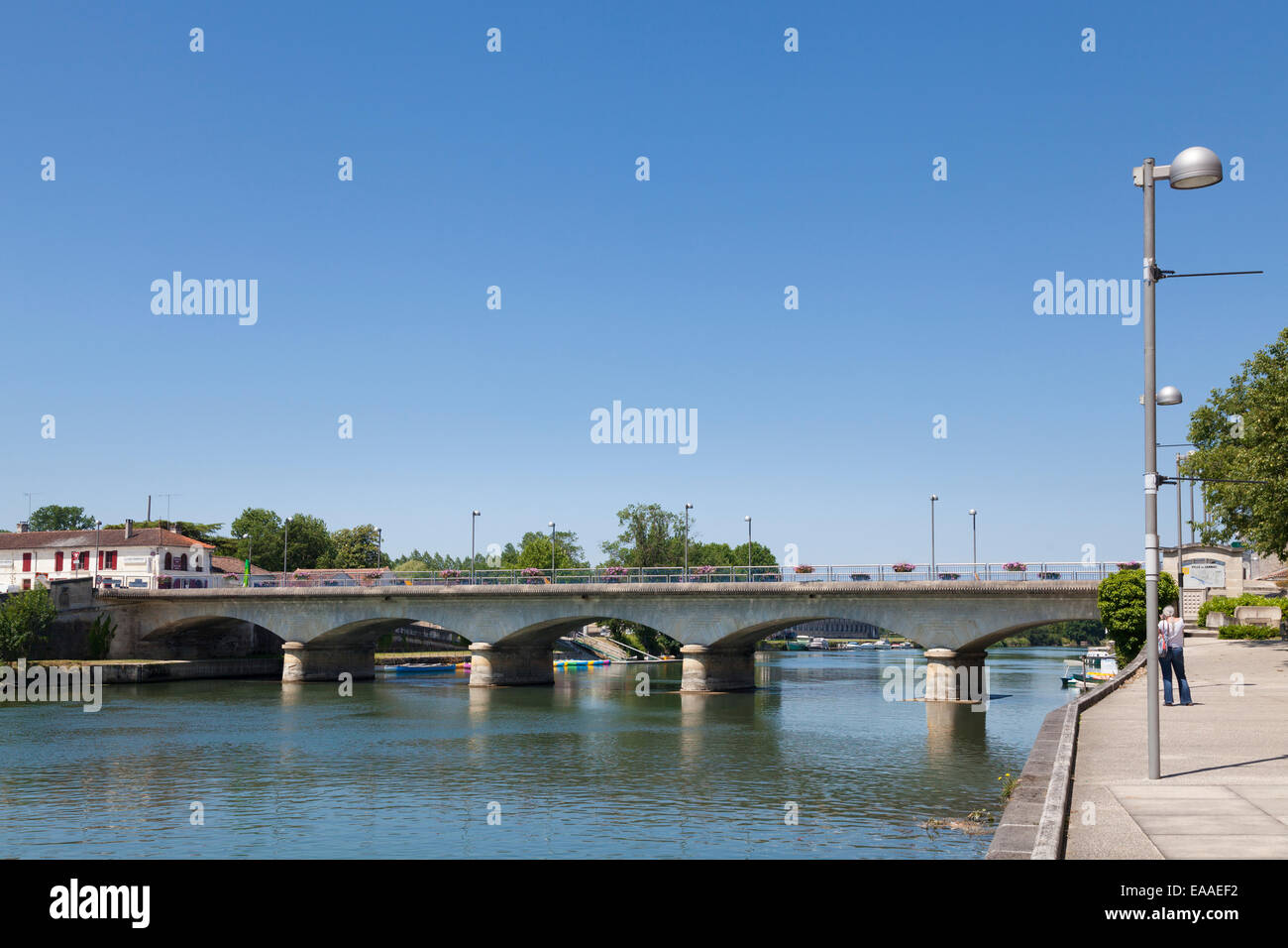 Road bridge across the river charente at Jarnac Stock Photo - Alamy