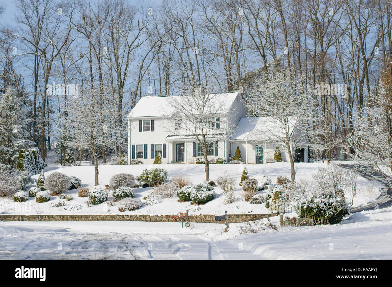 snow [snow covered] tree [tree branch] home house Stock Photo - Alamy