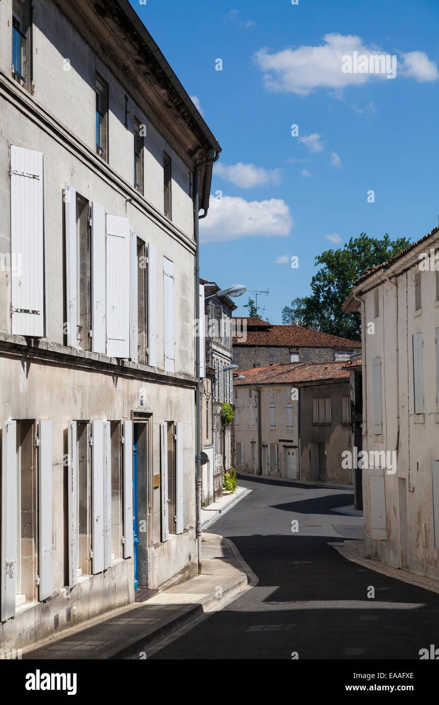 Houses on a narrow street in Jarnac France Stock Photo - Alamy