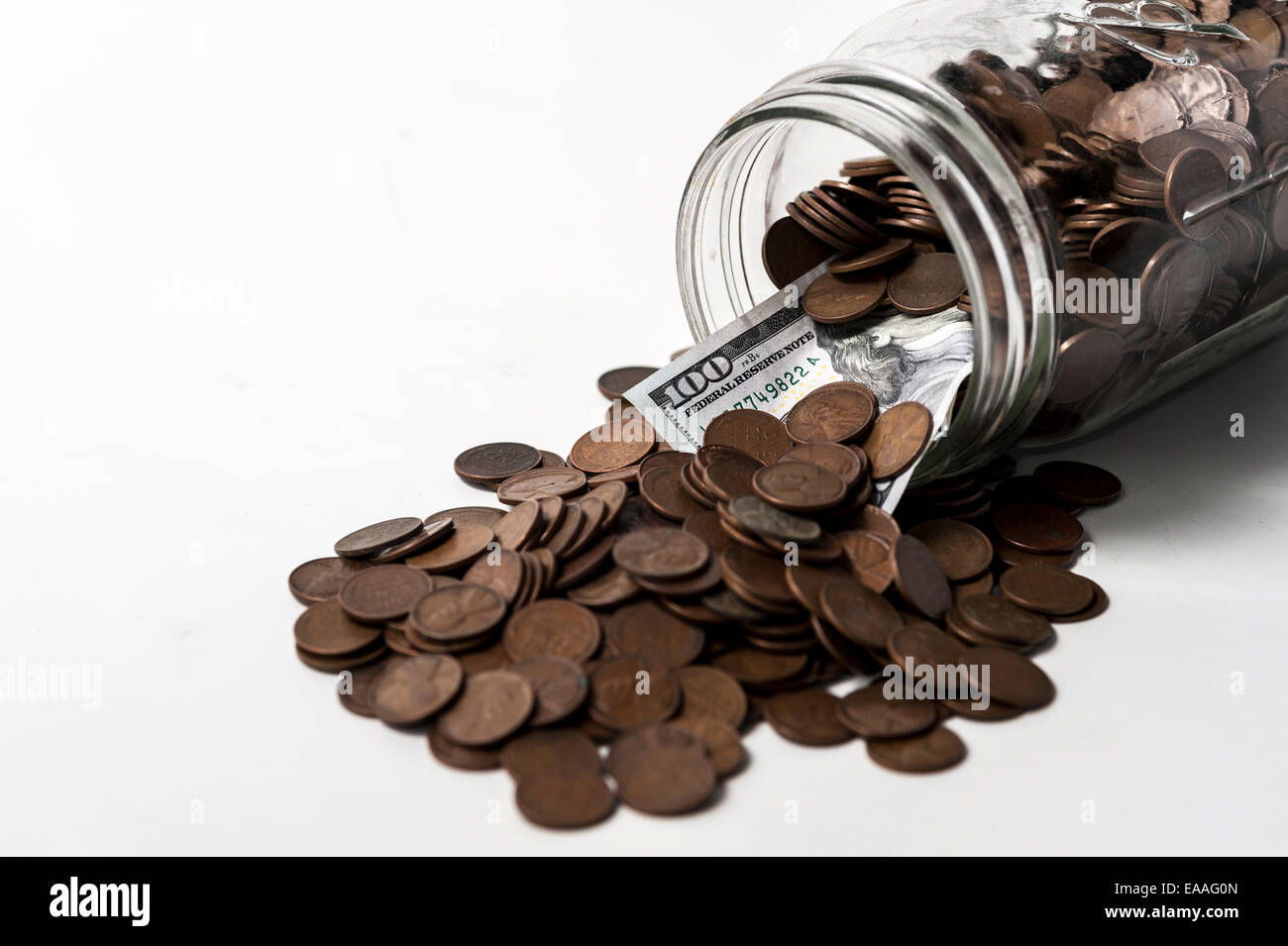 A jar full of pennies Stock Photo - Alamy
