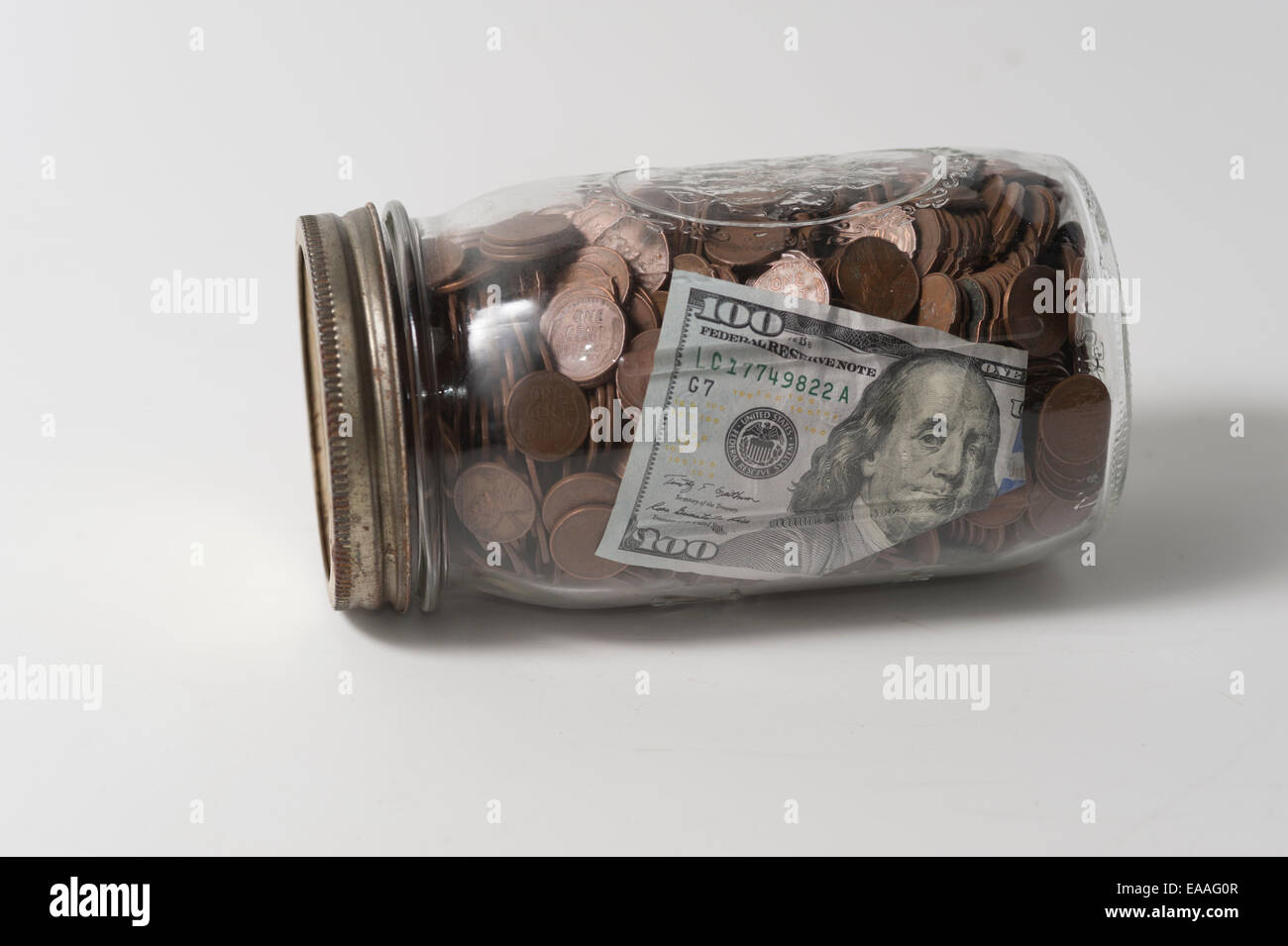 A jar full of pennies Stock Photo - Alamy
