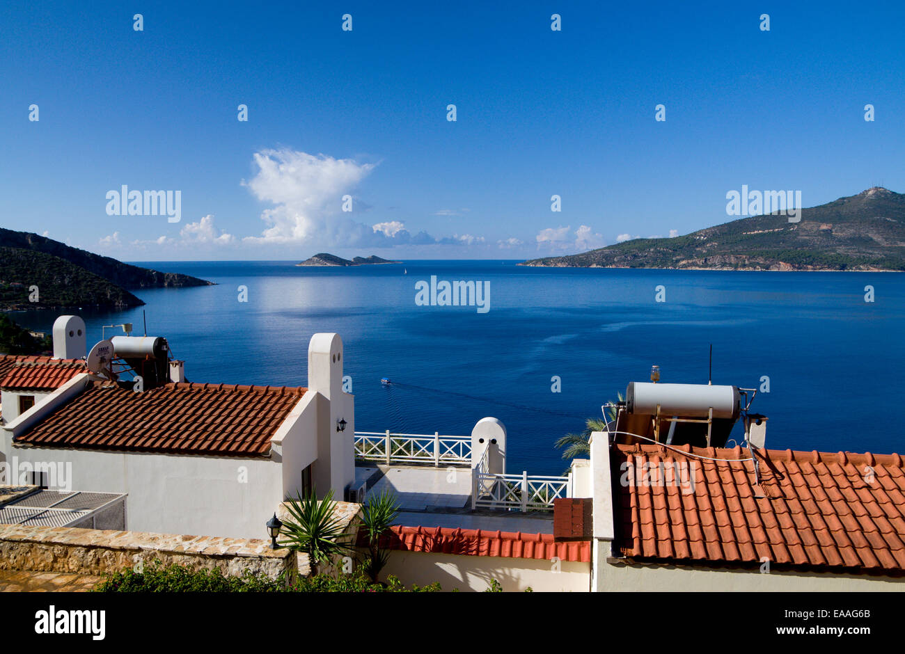 Kalkan Bay and Snake and Mouse Islands, Kalkan, Lycian Coast, Turkey ...