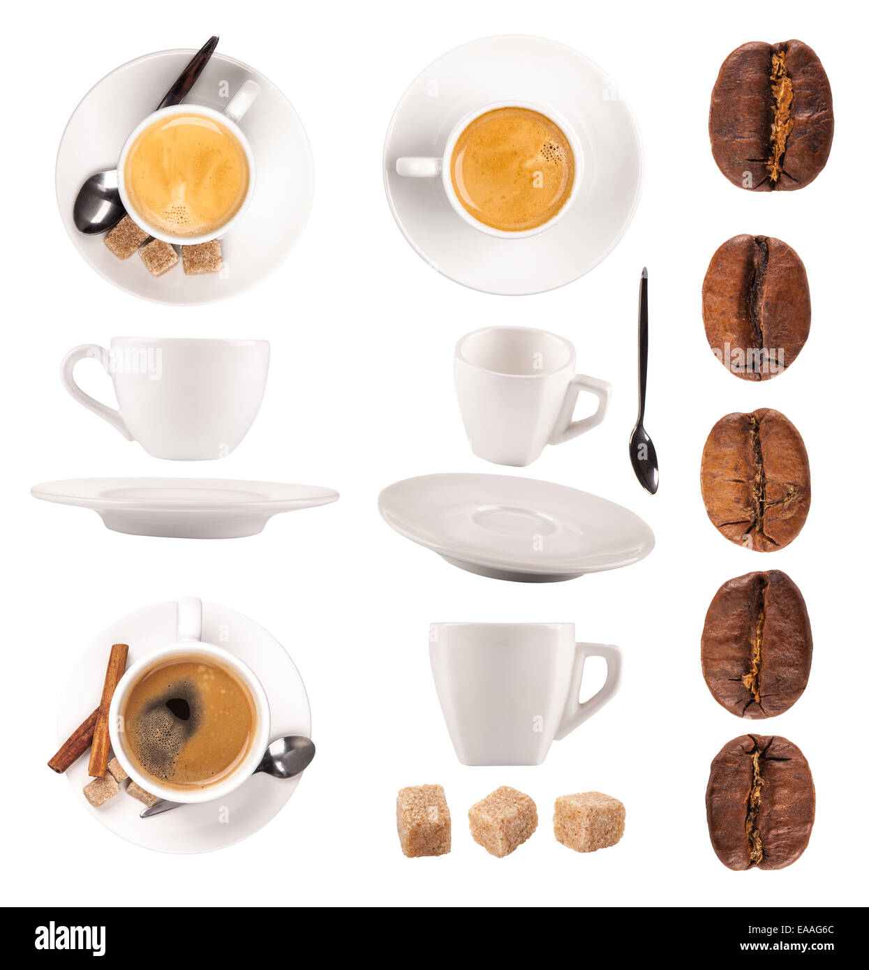 Coffee objects collection, isolated on white background Stock Photo - Alamy