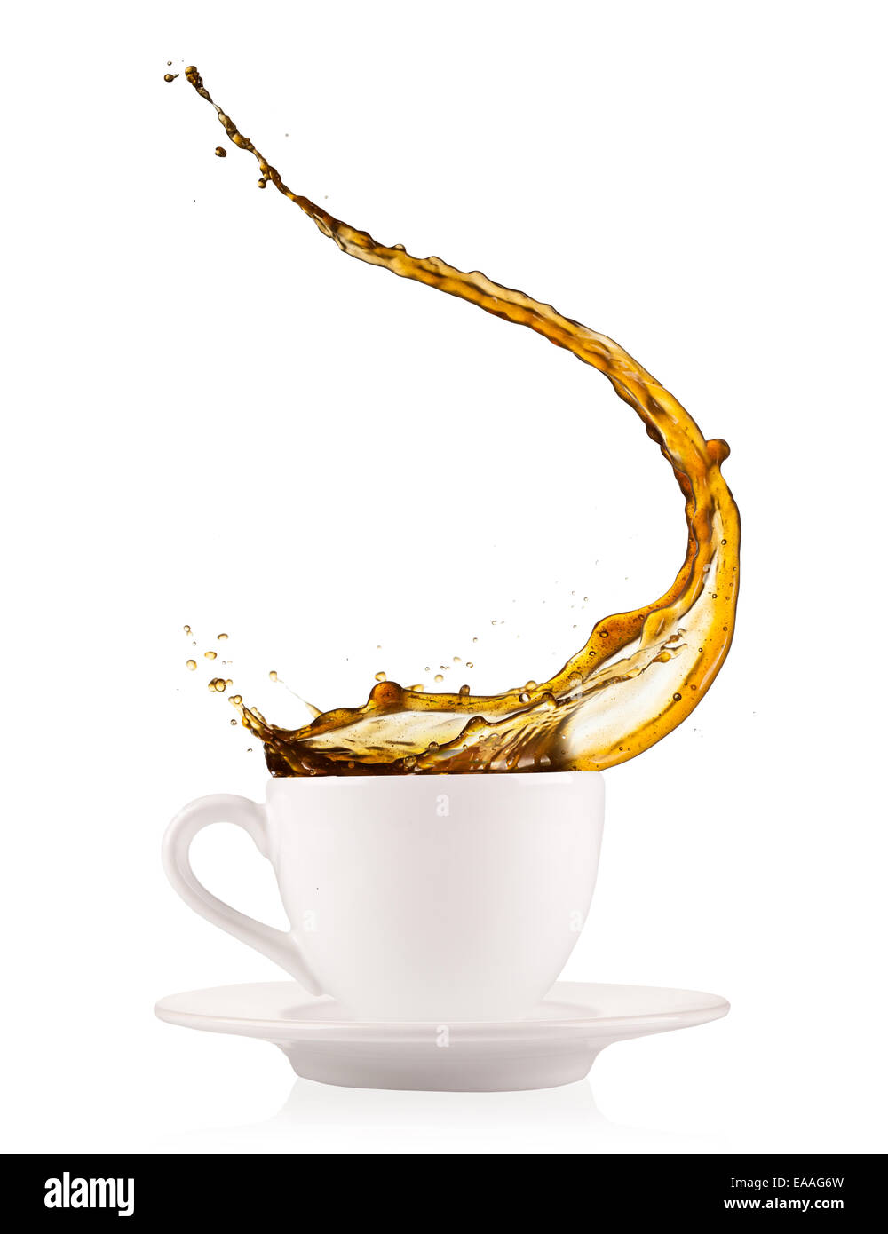 Coffee splashing out of cup, isolated on white background Stock Photo ...