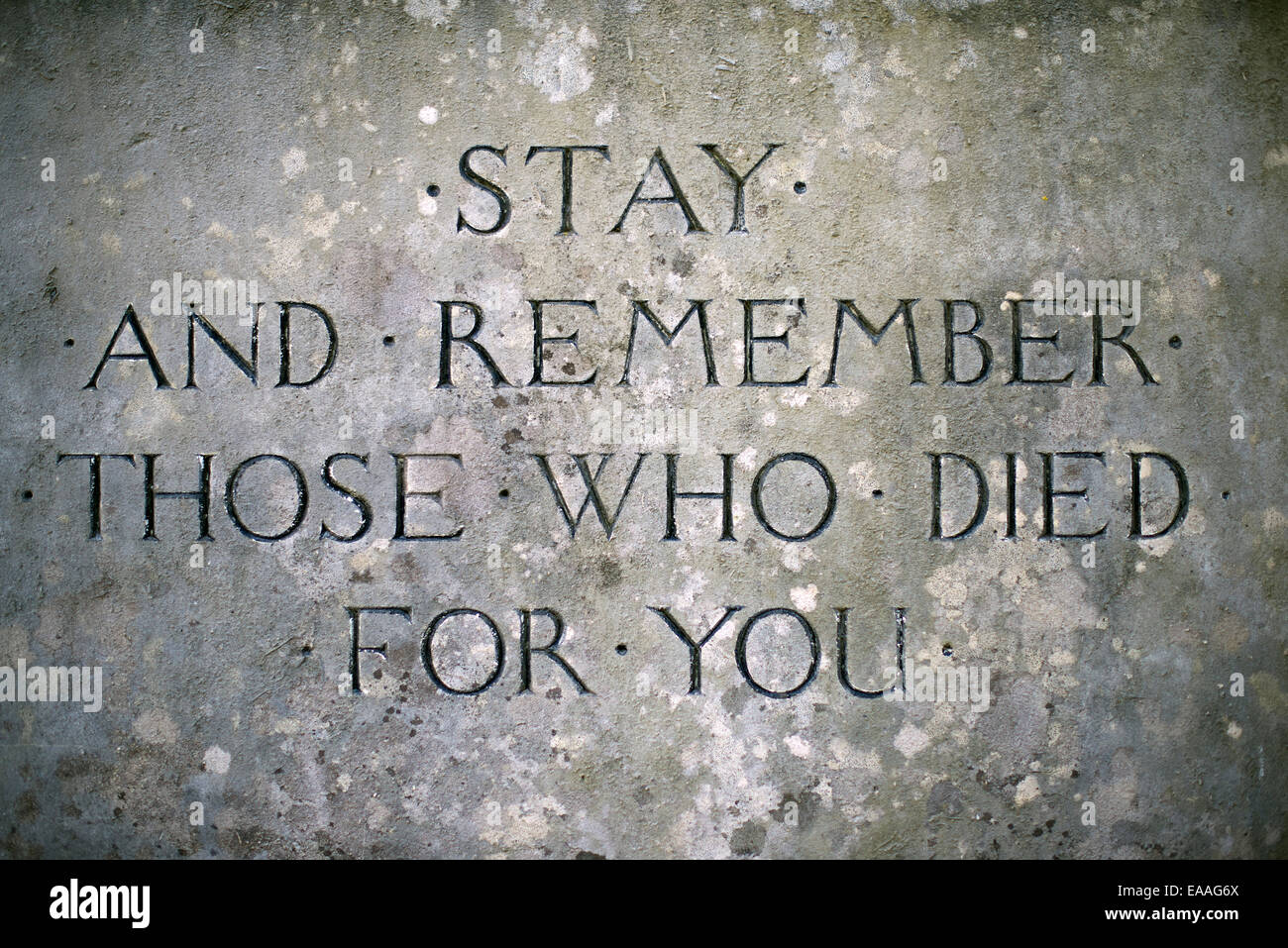Remembrance Day Memorial in Stone remember those who died for you Stock ...