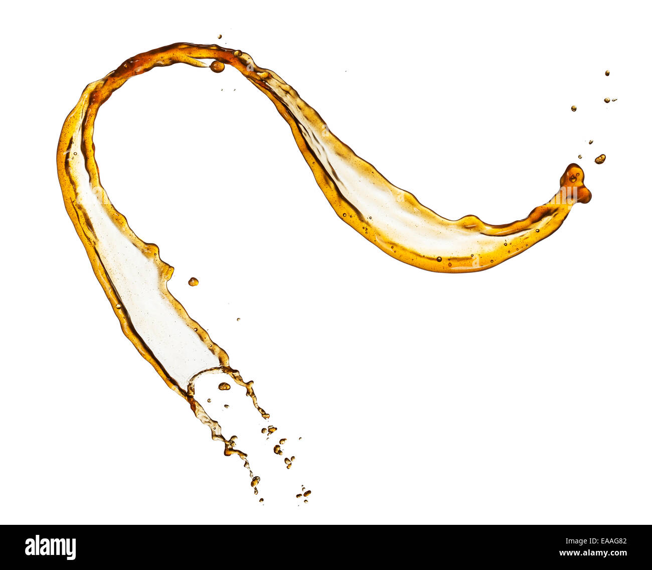 Brown liquid splash of coffee or cola, isolated on white background ...