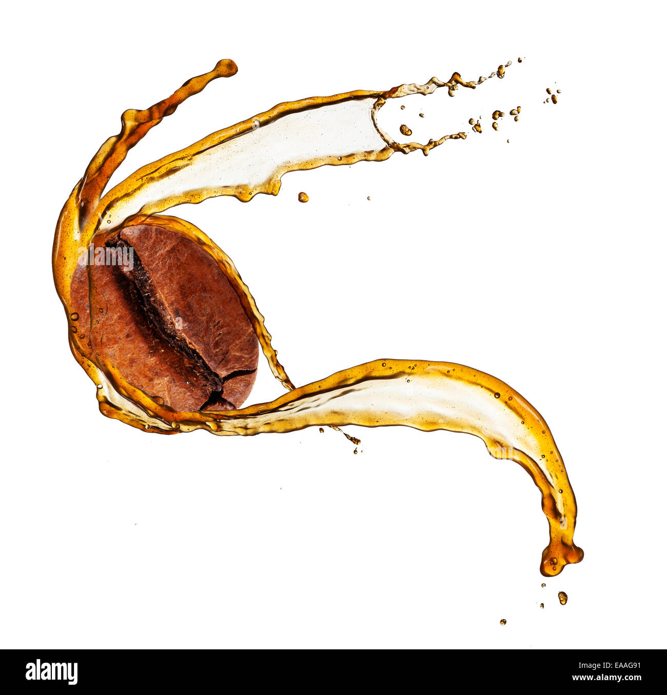 Coffee bean in splash, isolated on white background Stock Photo - Alamy